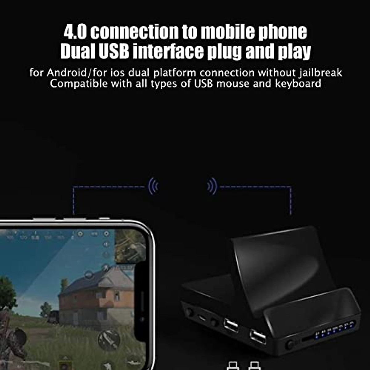 Keyboard Mouse Game Converter, Wireless Connection Keyboard Mapping,Plug and Play,Compatible with PS3,PS4,Xbox One, for Android, iOS Mobile Games
