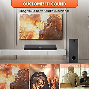 BESTISAN Sound Bars for TV with Subwoofer, 2.1 Deep Bass Small Soundbar TV Monitor Speaker Home Theater Surround Sound System for PC Gaming with Bluetooth/AUX/HDMI/Optical Connection