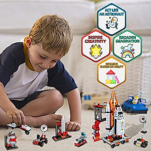 Space Exploration Shuttle Toys for 6 7 8 9 10 11 12 Year Old Boys 12-in-1 STEM Aerospace Building Kit Toy with Heavy Transport Rocket and Launcher Best Gifts for 6-12 Year Old Boys (566 PCS)