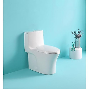 Modern Bidet Toilet Seat, One Piece Toilet with Comfort Chair Seat For Bathroom, Elongated Toilet with Soft-Close Seat, Toilet Bidet, Dual-Flush Functionality, Hotel (Gloss White III)