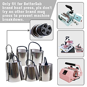 BetterSub Mug Cup Press Heating Transfer Attachment Silica Gel 110V for Heat Press Machine Transfer Sublimation Conical 3oz Shot Glass