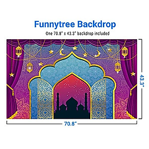 Funnytree Arabian Nights Moroccan Party Photography Backdrop for Birthday Magic Genie Indian Luxurious Background Photobooth