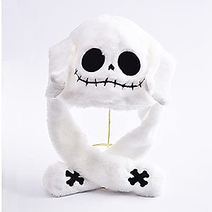 ZCINT Bunny Hat Funny Plush Bunny Hats Ear Moving Jumping Hat Plush Rabbit Hat Christmas Party Cosplay Cute Animal Hats (white)