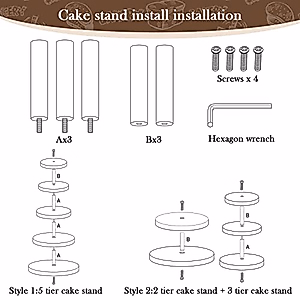 Ayfjovs 5 Tiered Wood Cupcake Stand, Rustic Wood Cake Stand, Wood Dessert Display Stand, Detachable Wood Slices Round Cupcake Tower Holder for Party and Rustic Wedding Decoration
