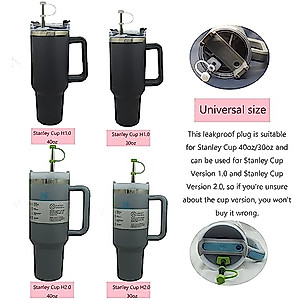 Universal size Stanley spill stopper 9 pcs, Stanley cup accessories,Stanley leak stopper Suitable for Stanley Cup H1.0/2.0 40oz/ 30oz. (Black and White)