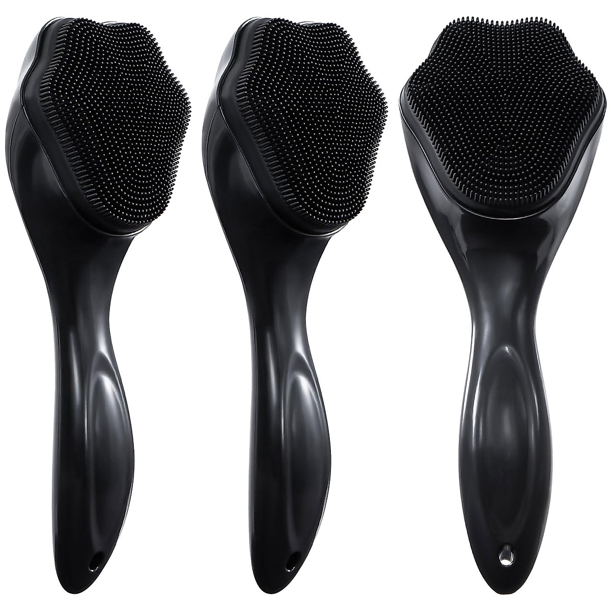 3 Pcs Handheld Silicone Face Scrubber Exfoliator, Ooloveminso Face Brushes for Cleansing and Exfoliating, Manual Facial Cleansing Brush, Gentle Soft Face Wash Brush for Sensitive, Delicate, Dry Skin