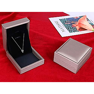 Sdoot Necklace Pendant Box, 4 Pack PU Leather Jewelry Box, Gold Gift Boxes, Earring Storage Case for Proposal, Engagement, Wedding