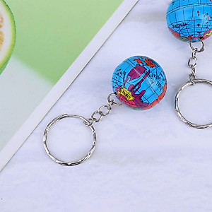 12Pcs Globe Keychains, Key Chains with Mini Globe World Planet Ear Theme Keyrings Globe Party Favors Globes for for Keys, Backpack, Pocket Book, 2.5cm