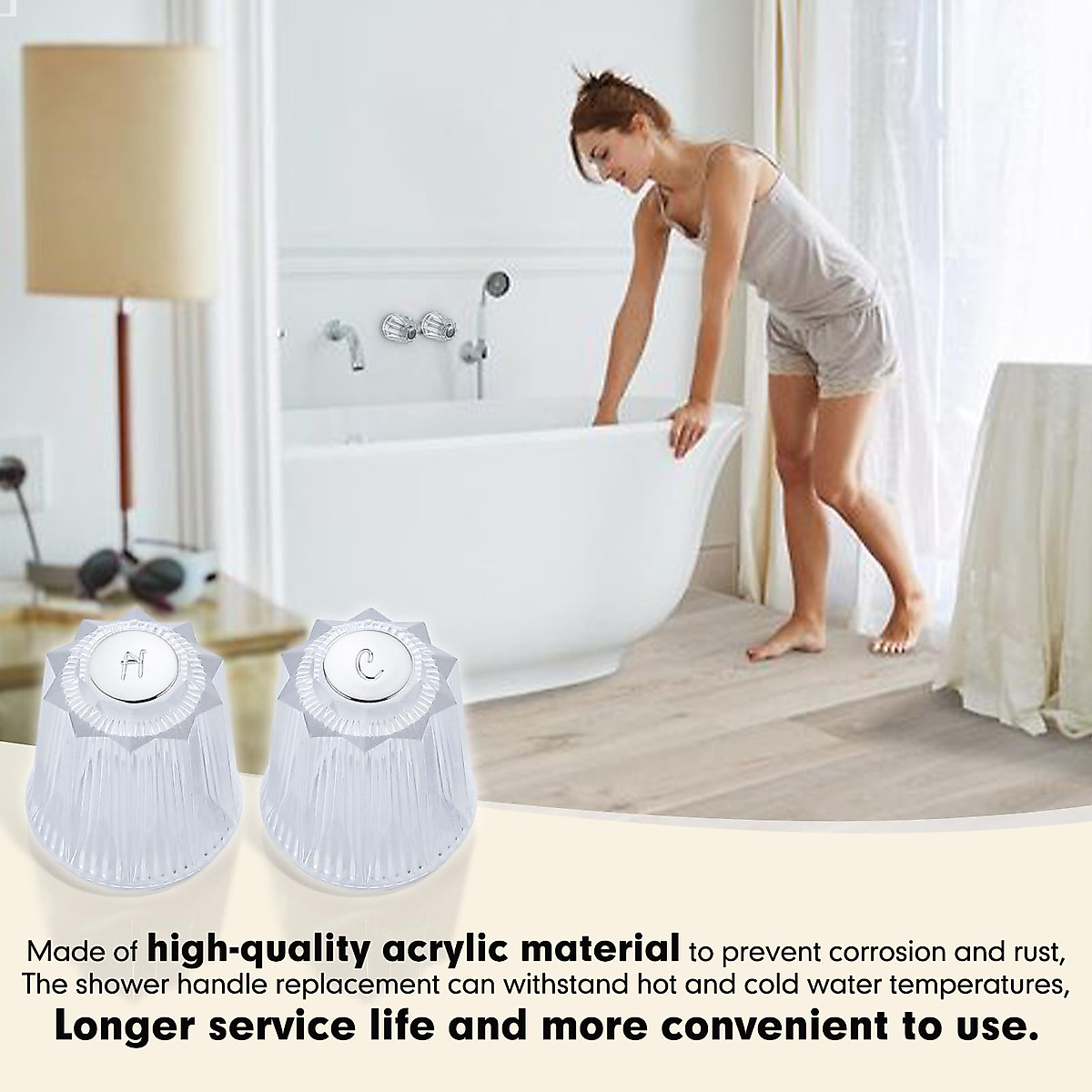 Shower Knob Replacement, Handle Replacement Compatible with Price Pfister Contessa and Windsor Tub and Shower Faucets,Hot and Cold Sink Faucet Knobs Handle Replacement Parts,Clear Acrylic