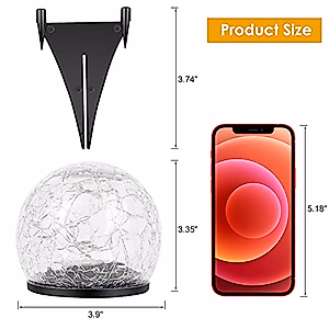 Kowvos Globe Solar Lights Outdoor Garden 2 Pack, Crackle Glass Ball Waterproof Warm White LED for Outdoor Decor Decorations Yard Pathway Patio Lawn