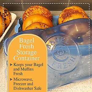 Bagel Fresh Container (1 Count, Holds 6) Fresh Bagel Keeper & Airtight Container for Bread Storage - Bagel Saver Container - Eco Friendly, Reusable Bagel Storage Container