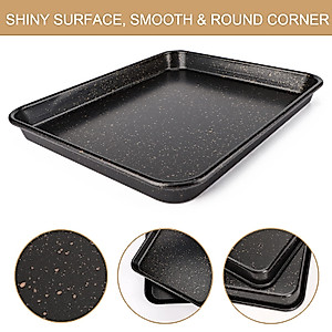 Suice Small Cookie Sheet 11 x 9 x 1 Inch, Nonstick Toaster Oven Pan Set of 2, Heavy Duty Carbon Steel Mini Baking Pan Toaster Tray for Bakery, Cookie, Biscuit, Cake, Bread, Pizza - Special Pattern