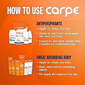 Carpe Antiperspirant Underarm, Hand & Foot Lotion Bundle, Head to Toe Sweat Protection for Hands, Feet, and Underarm, Dermatologist Recommended