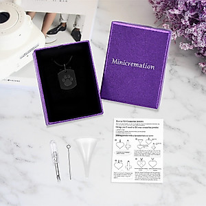 Minicremation Cremation Jewelry Urn Necklace for Ashes for Pet, Paw Print Memorial Ash Jewelry, Keepsake Pendant for Pet's Cat Dog's Ashes with Filling Kit