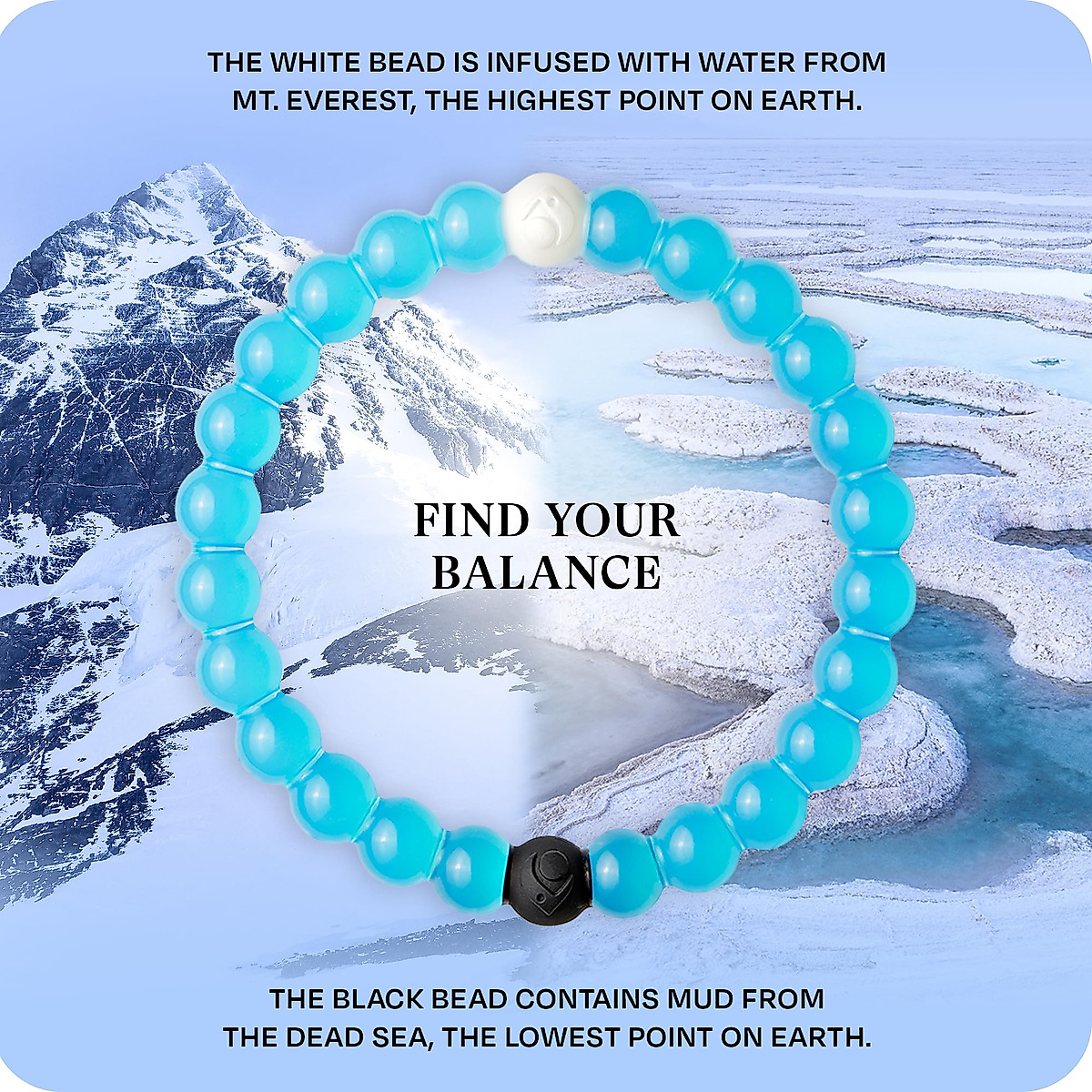 Lokai Silicone Beaded Bracelet for Clean Water Cause Charity - Medium, 6.5 Inch Circumference - Jewelry Fashion Bracelet Slides-On for Comfortable Fit for Men, Women & Kids