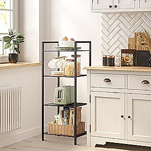 SONGMICS 4-Tier Storage Rack, Bathroom Shelf, Extendable Plant Stand with Adjustable Shelf, for Bathroom, Living Room, Balcony, Kitchen, Black UBSC034B01