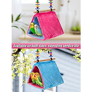 Winter Warm Bird Nest House, Double-Sided Birds Bed for Cage, Hammock Snuggle Hut with Chew Toy and Durable Wooden Stick for Cockatiels Parakeet African Grey Macaws Amazon Parrots