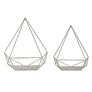 Kate and Laurel Prouve Decorative Geometric Multi-use Metal Wall Display Shelves, Silver, 2 Piece Set