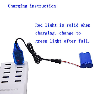 Blomiky 3.7V 800mA Fast USB Charger Cable with SM-2P Connector Plug fit for Amphibous RC Stunt Cars RC Boat Vehicles 3.7V Lithium Lipo Battery / 3.7V Fast USB 2