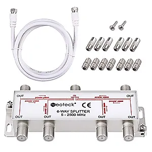 Neoteck 6-Way Coax Cable Splitter MoCA 5-2500MHz, Coaxial Splitter