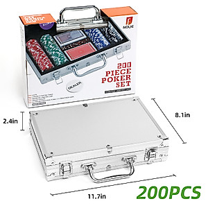 NOLIE Casino Poker Chip Set 200 PCS with Reinforced Aluminum Case for Gambling(11.5 Gram)