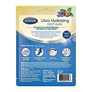 Dr. Scholl's Ultra Hydrating Foot Mask 3 Pack , Intensely Moisturizes Repairs and Softens Rough Dry Skin with Urea, 3 Count 1 Pair