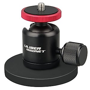 ULIBERMAGNET 60lb Magnetic Camera Mounting Base with Mini Ball Head, Super Strong Rubber Coating Neodymium Magnet with 1/4’’-20 Male Thread Stud for Mobile Camera, Security Camera.