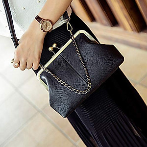 Lanpet Women Classical Kiss Lock Clutch with Chain Strap Shoulder Bag Purse Wallet