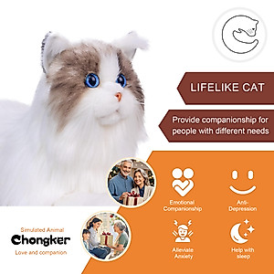 Chongker Stuffed Animals Handmade Cat Plush, Realistic Companion Pet, Lifelike White Cat