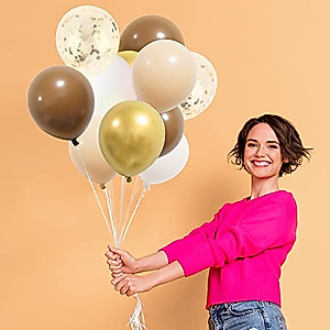 RUBFAC Brown Balloons Garland Arch Kit Teddy Bear Baby Shower Decorations Nude Balloons Tan Coffee Brown Neutral Balloons Jungle Theme Woodland Birthday Party