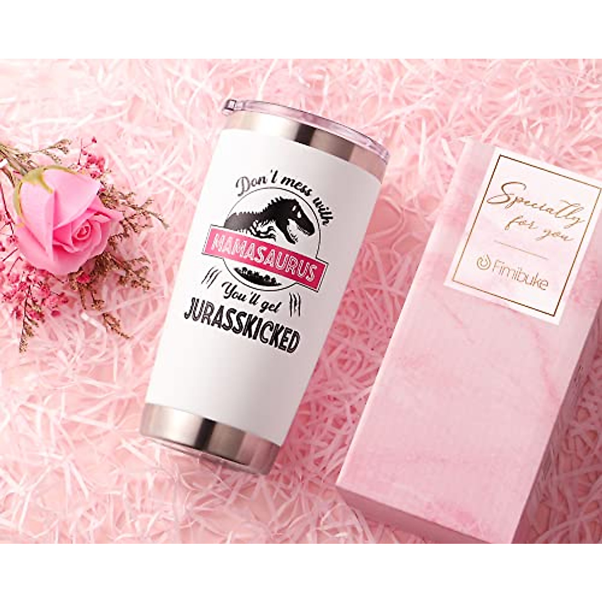 Fimibuke Gifts for Mom from Daughter, Son - 20 OZ Tumbler Christmas Gifts Mom Gifts for Mom, Mother-in-Law, Wife, Women - Mamasaurus Insulated Cups Funny Birthday Boxed Presents from Kids Husband