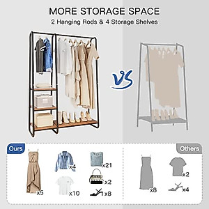Raybee Clothing Rack 67”H Clothes Rack with Shelves Clothing Racks for Hanging Clothes Heavy Duty Garment Rack Portable Clothing Rack with Shelves Free Standing Wardrobe Closet 67" Hx39.8 Lx15.8 D