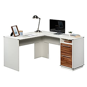 Sauder Vista Key L-Desk, L: 59.65" x W: 54.21" x H: 30.16", Pearl Oak Finish