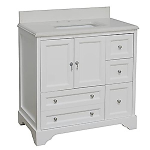 Madison 36-inch Bathroom Vanity (Quartz/White): Includes White Cabinet with Stunning Quartz Countertop and White Ceramic Sink