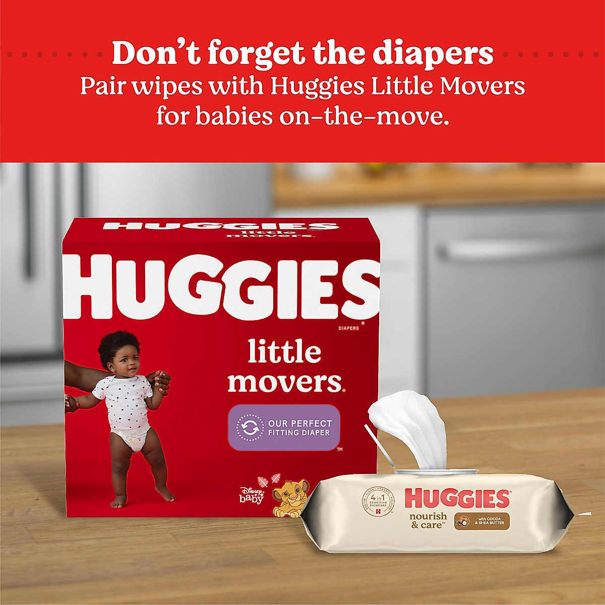 Baby Wipes, Scented, Huggies Nourish & Care Baby Diaper Wipes, 56 Count, Pack of 3 Flip-Top Packs (168 Wipes Total)