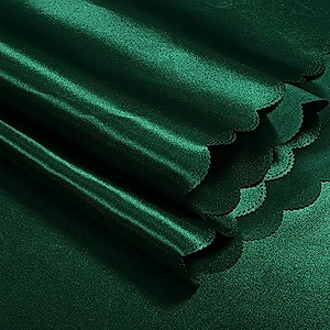 KKJIAF 6 Packs Hunter Green Satin Tablecloth 58" x 102" Rectangle Bright Silky Smooth Satin Table Cover for Wedding Party Banquet Decoration