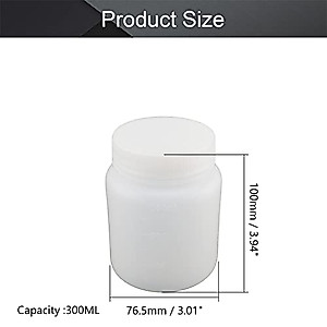 Othmro 5Pcs 300ml Plastic Bottles, Lab Cylindrical Chemical Reagent Bottle, Wide Mouth Laboratory Reagent Bottle, Sample Sealing Liquid Storage Container for Food Store White