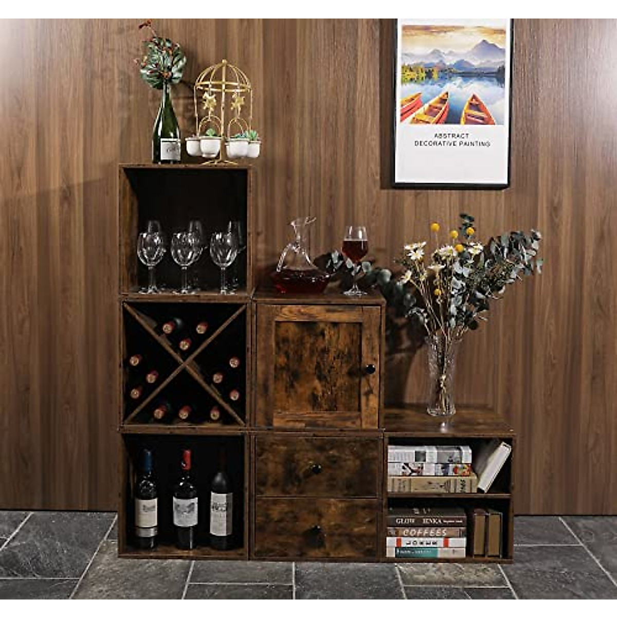 TQVAI DIY Cube Storage Organizer, Wooden Stackable Cubes Bin for Bedroom, Home and Office, 15.67W x 15.67D x 15.67H, General Cube