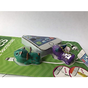 Tzumi Bytes Cable Protectors for iPhone/iPad USB Cable, Cute Animals Charging Cable Saver, Phone Accessory Protect USB Charger (Green Dragon and Purple Monsters)
