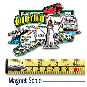 Connecticut Jumbo State Magnet by Classic Magnets, 4.3" x 3.1", Collectible Souvenirs Made in The USA