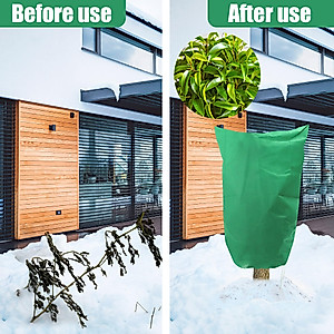 4 Pack Plant Covers Freeze Protection Winter Large Frost Cloth Blankets 2.5oz Thicker Plant Protectors Bag Covers for Outdoor Plants with Zipper Drawstring from Cold Frost Wind Pest, 39.4" x 47.2"