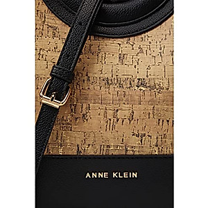 Anne Klein Rounded top Handle Satchel, Black/Cork