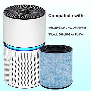 Lhari 2-Pack MK03 Air Filter Replacement, Compatible with AROEVE Air Purifier DH-JH03 and POMORON MJ003H Air Purifier, H13 Grade True HEPA Filter 4-in-1