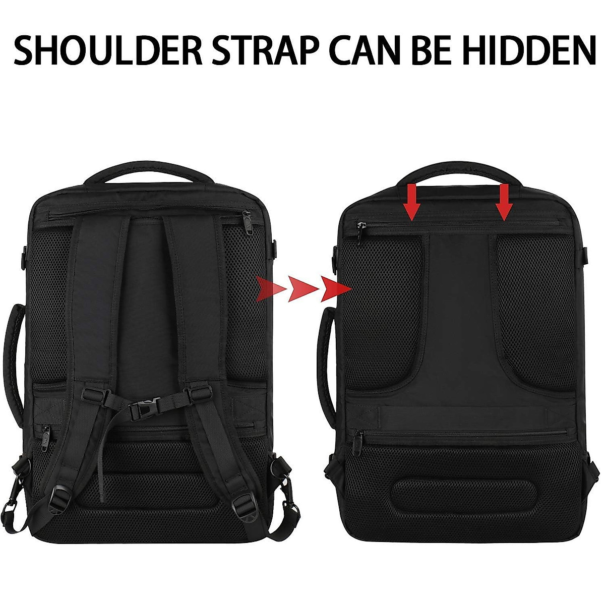 Vancropak Travel Backpack, 40L Flight Approved Carry On Backpack for Men & Women, Expandable Large Luggage Backpack Daypack Water Resistant Lightweight Business Weekender Bag, Black