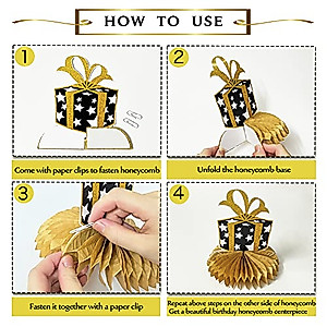 50th Birthday Decorations Honeycomb Centerpieces for Men Women, 8Pcs Black Gold Happy 50 Birthday Honeycomb Table Party Supplies, Fifty Birthday Cheers to 50 Years 50th Birthday Decor, Vicycaty