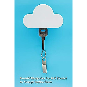 White Cloud Magnetic Key Holder for Wall, Creative and Unique Ornament, Strong Magnetic Force Can Hang Multiple Keys and Keychain, Easy to Install and Convenient to Use. (White)