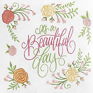 C&F Home It's A Beautiful Day Embroidered Pillow White 10" X 10" Easter Soft Woven Pillow with Filling for Couch Sofa Bed Chair Cotton 10 x 10 White