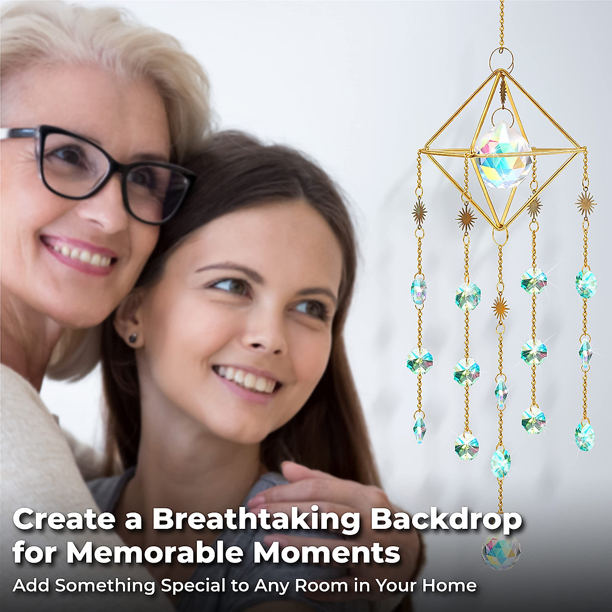 Decozion Sun Catchers with Crystals - Reflect Sunlight & Cast Rainbow Prisms Everywhere - Hanging Crystal Suncatcher for Window - Crystal Sun Catchers Indoor Window - Hanging Crystals for Decoration