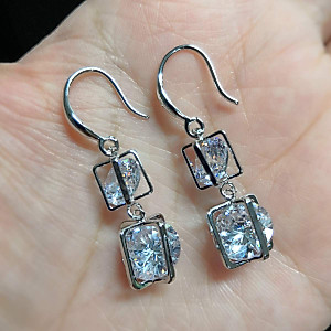 SBLING Platinum-Plated Cubic Zirconia Drop Earrings - Gifts for Women