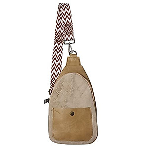 Sling Bag for Women PU Leather Crossbody Plush Splicing Satchel Chest Daypack Shoulder Backpack Cycling Hiking Travel